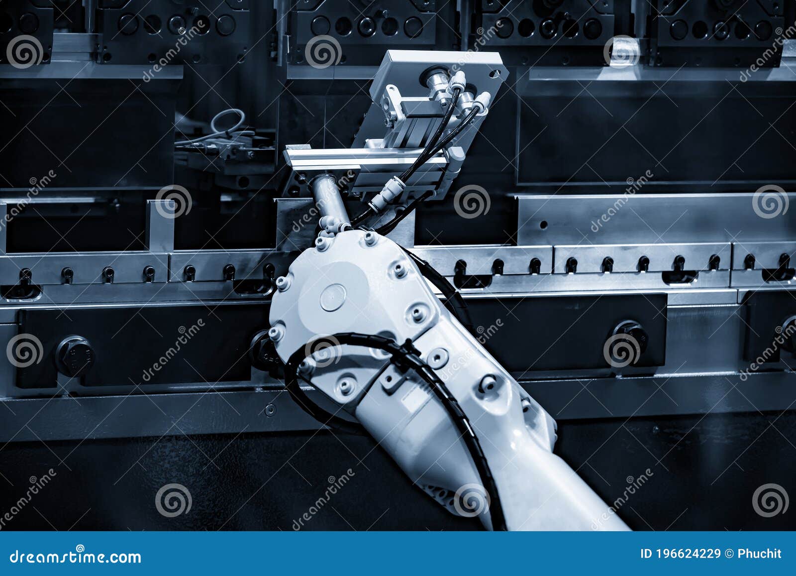 The Robotic Arm Operation at Hydraulic Bending Machine. Stock Image ...