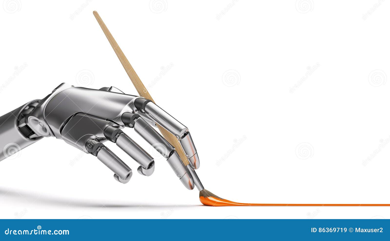 Robotic Arm Painting with Brush Closeup 3d Illustration Stock ...