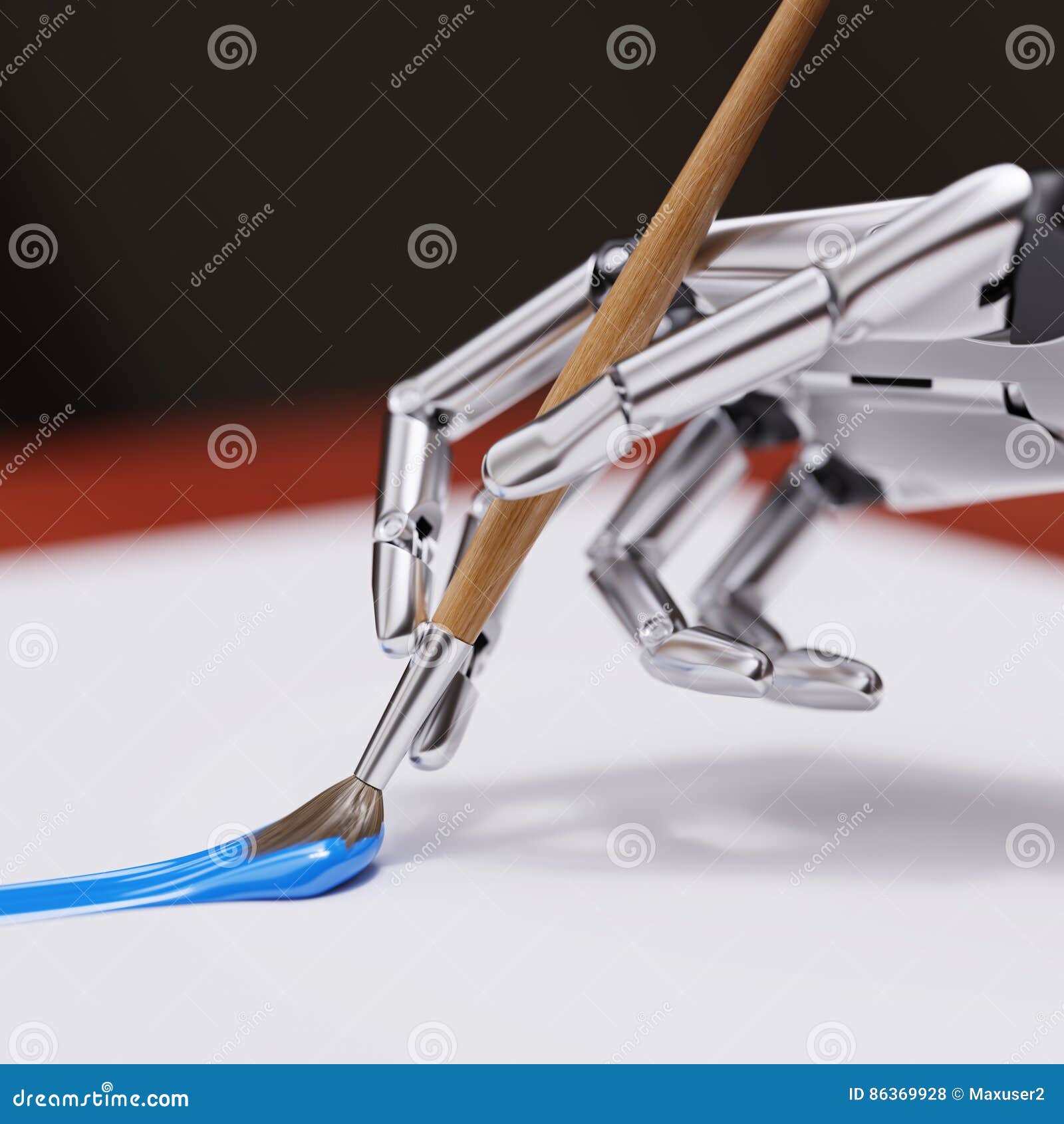 Robotic Arm Painting with Brush Closeup 3d Illustration Stock ...