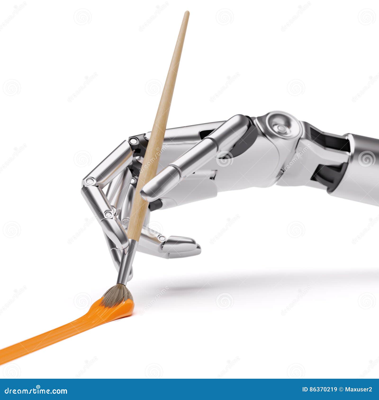 Robotic Arm Painting with Brush Closeup 3d Illustration Stock ...