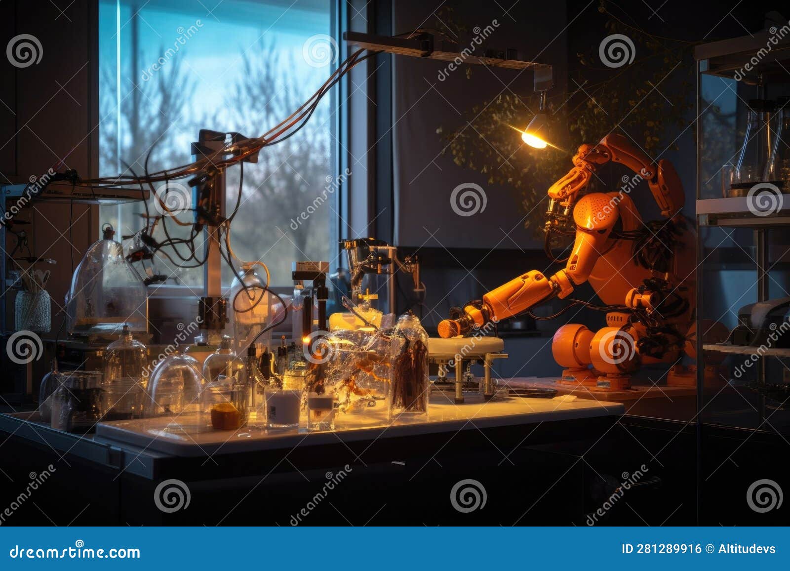 Robotic Arm Performing Delicate Tasks in Lab Stock Illustration ...