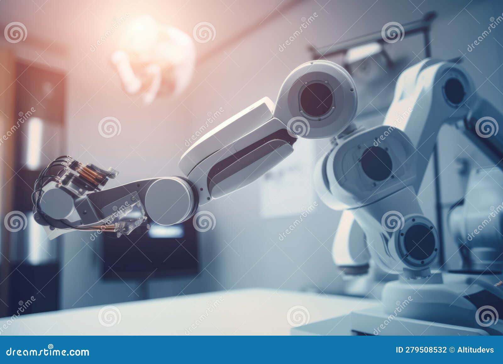 Robotic Arm Performing Precise Medical Procedure, with View of ...