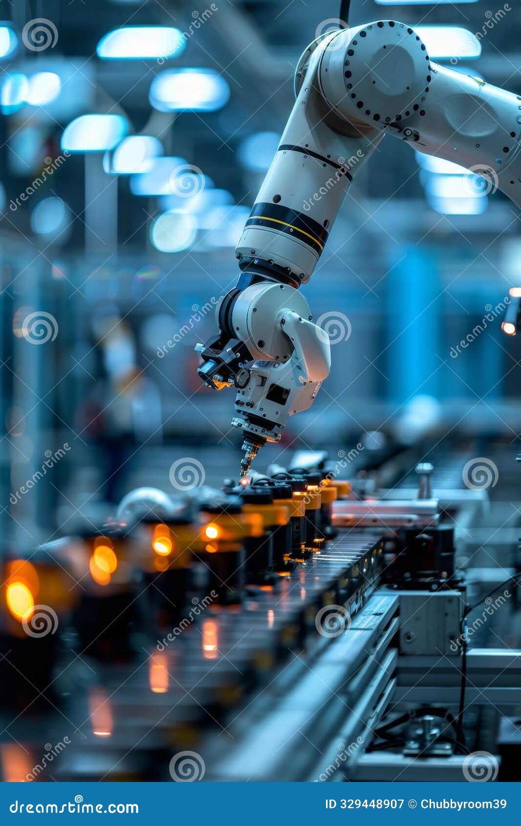 Robotic Arm Performing Precision Work on an Assembly Line Showcasing ... Robotic Arm Performing Precision Work on an Assembly Line Showcasing ...