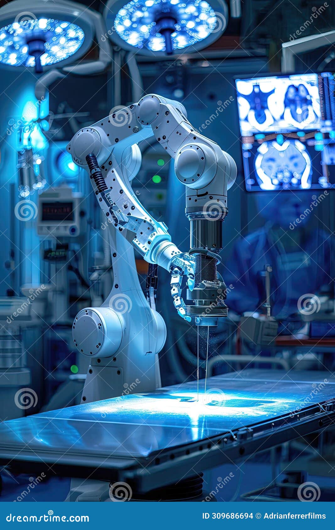 Robotic Arm Performing Surgery in a High-tech Operating Room. Stock ...