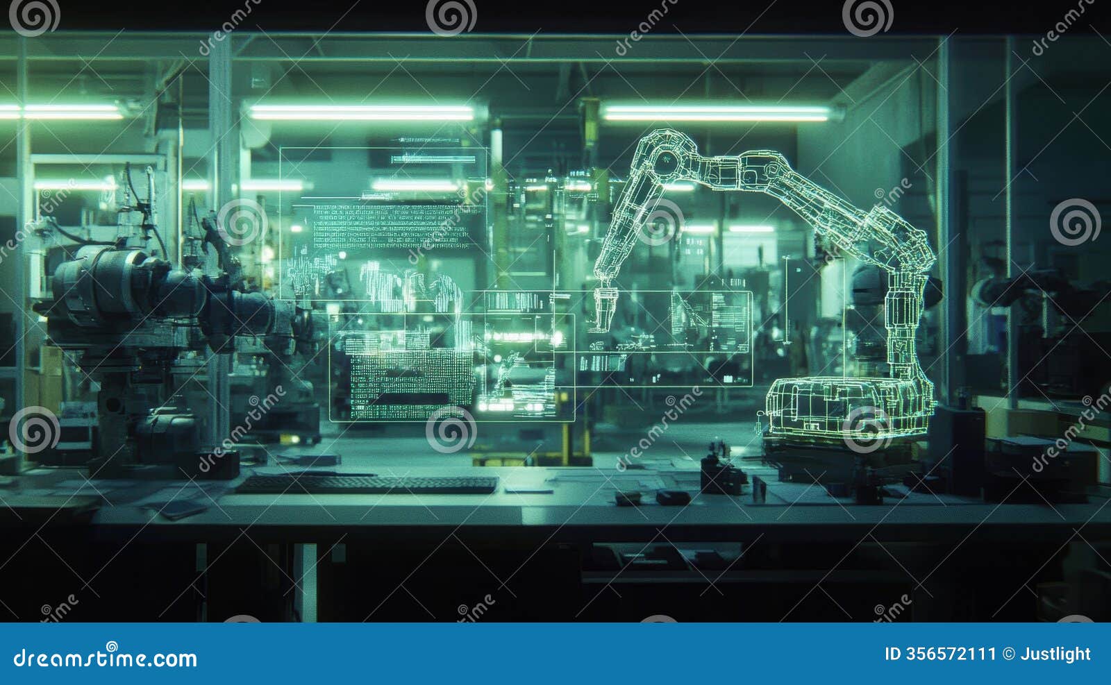 Robotic Arm Performing Tasks in Automated Factory Setting with Hud ...