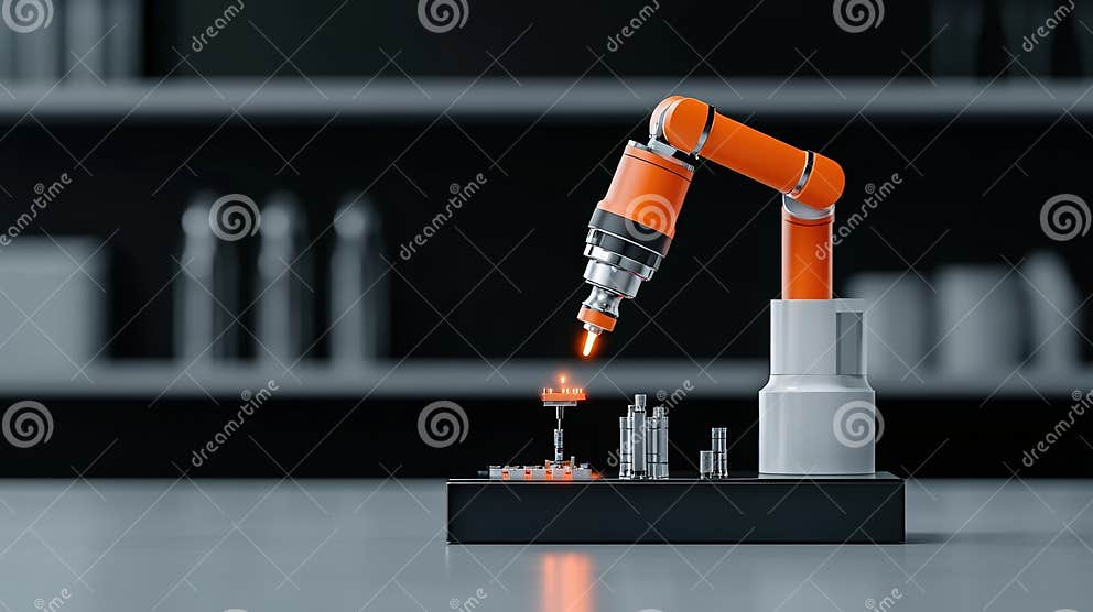 Robotic Arm Performing Tasks in a Modern Workspace Blurred Background ...