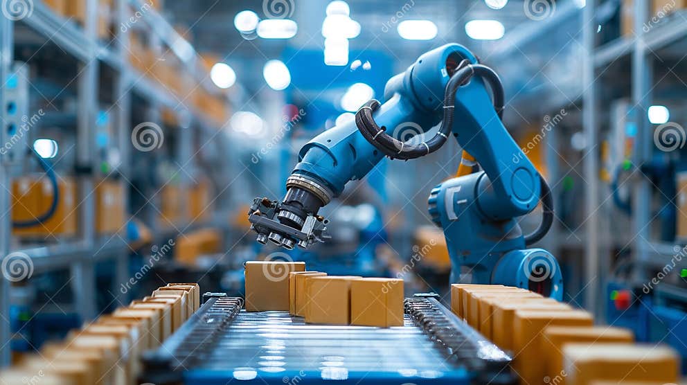 Robotic Arm, Picking and Placing Objects, Industrial Stock Image ...