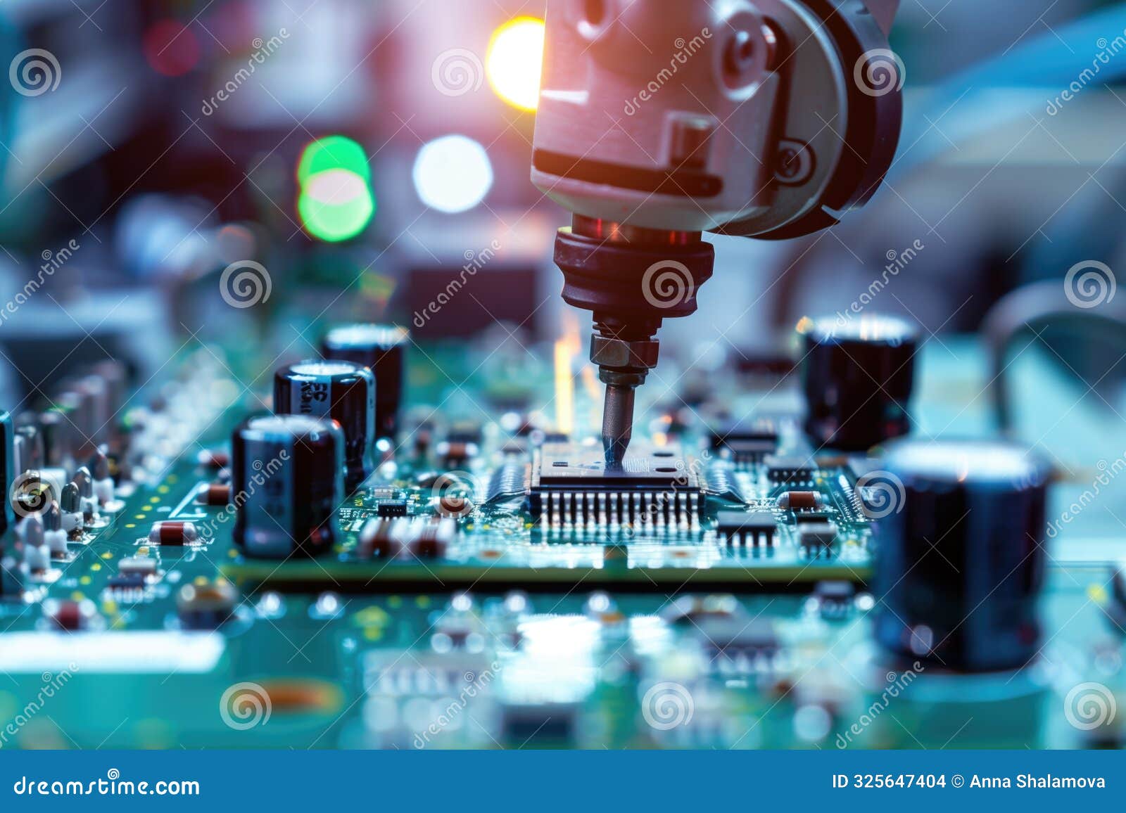 Robotic Arm Placing Electronic Components on Circuit Board with ...
