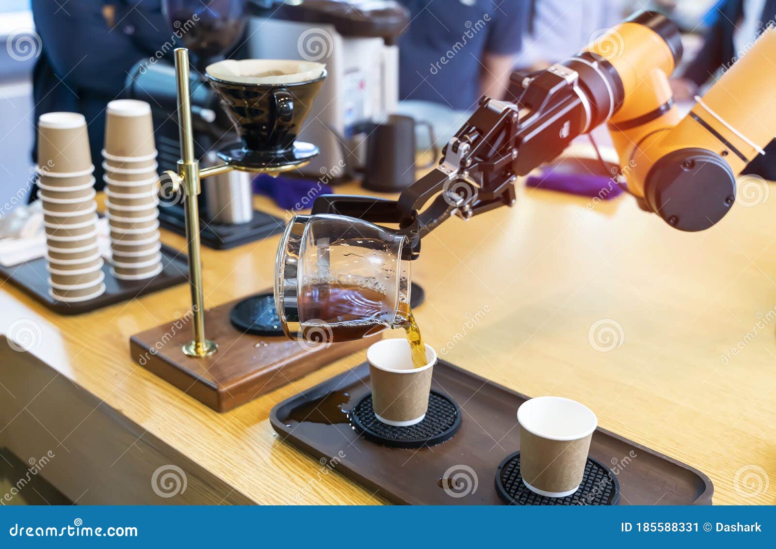 Robotic Arm Preparing Coffee Stock Image - Image of human, beverage ...