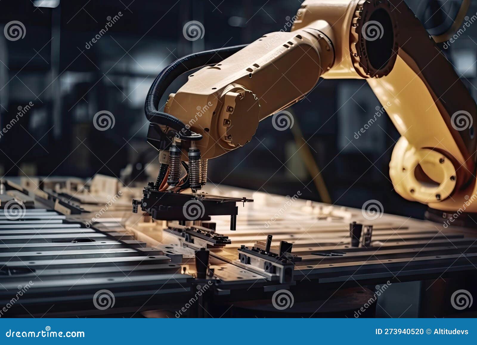 Robotic Arm Preparing To Attach Final Component of a Product on ...
