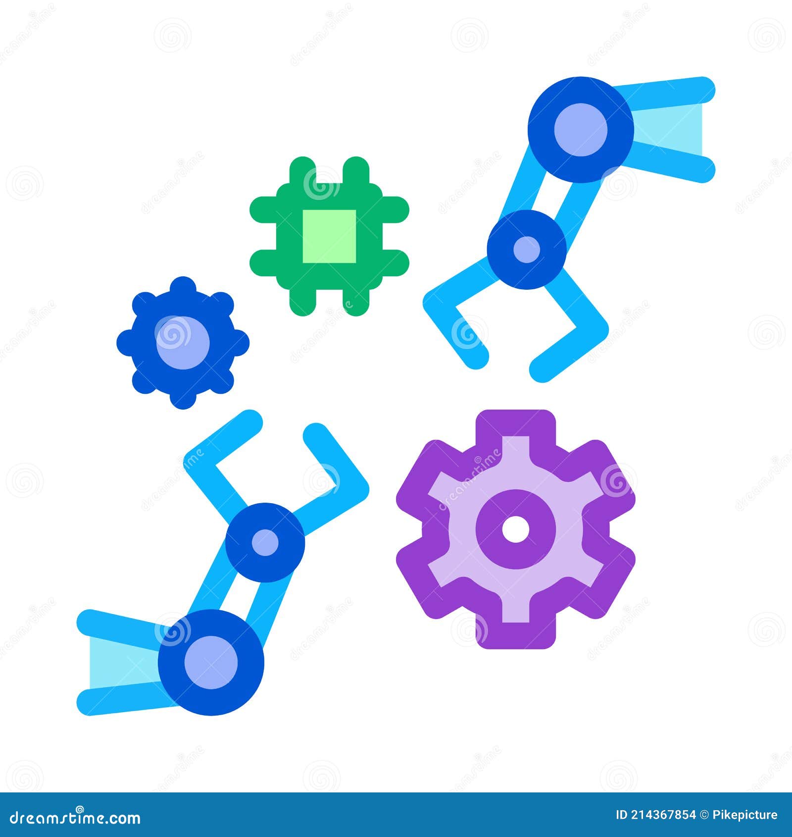 Robotic Arm Process of Machine Learning Color Icon Vector Illustration ...