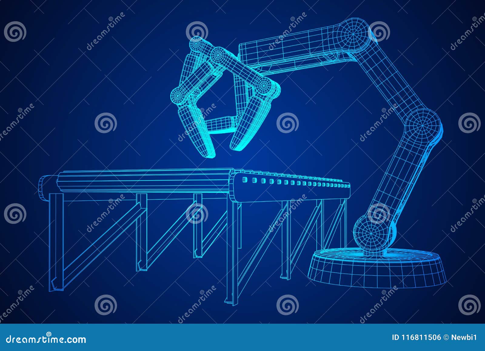 Robotic Arm and Roller Conveyor Vector Stock Vector - Illustration of ...