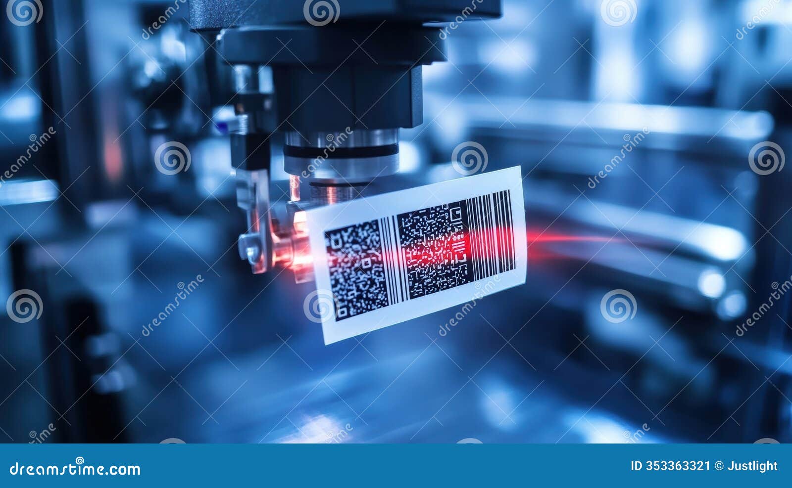 Robotic Arm Scanning Barcode and Qr Code in Factory Stock Image - Image ...