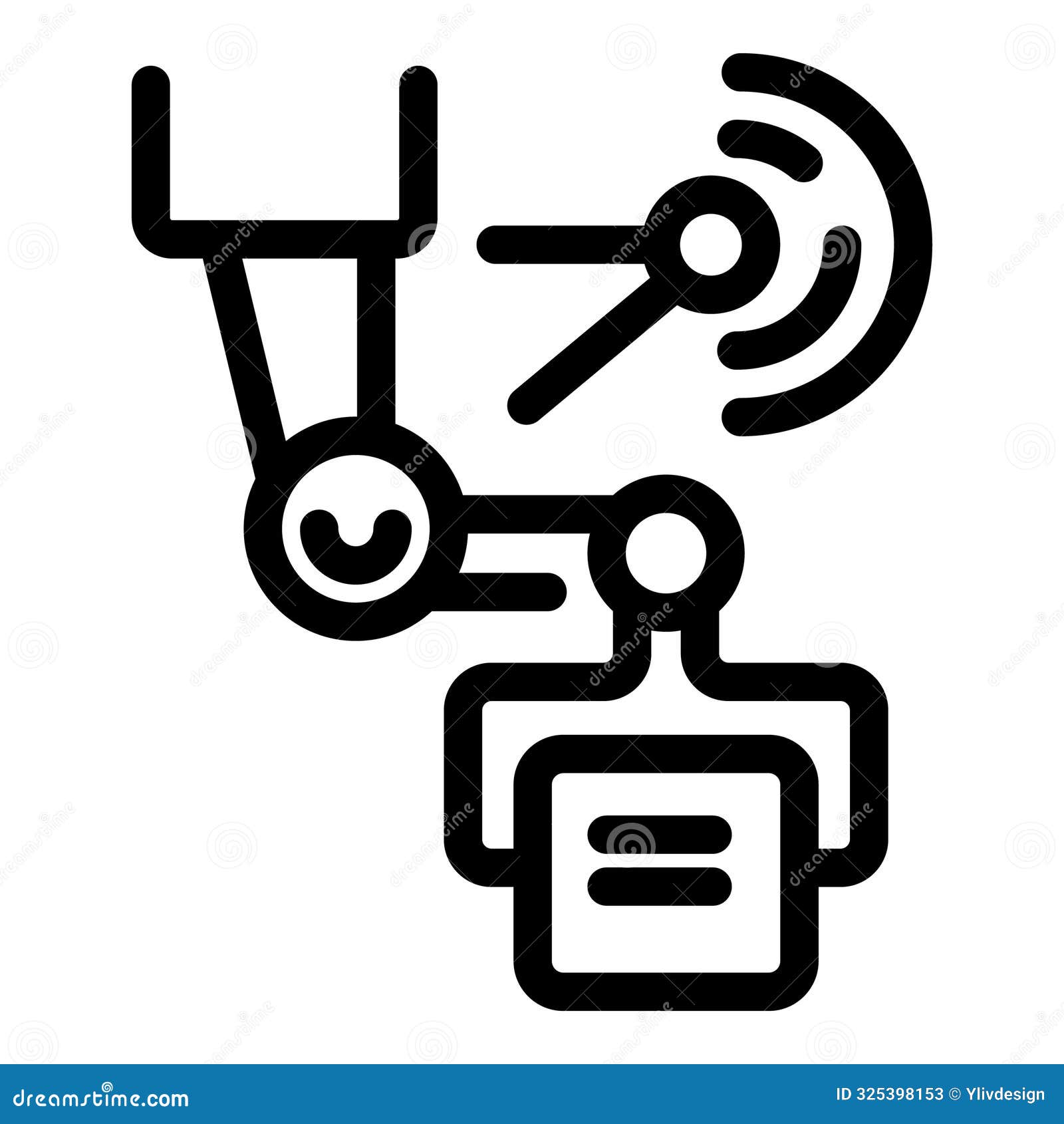 Robotic Arm Scanning Document With Sensor, Automation Technology Icon ...