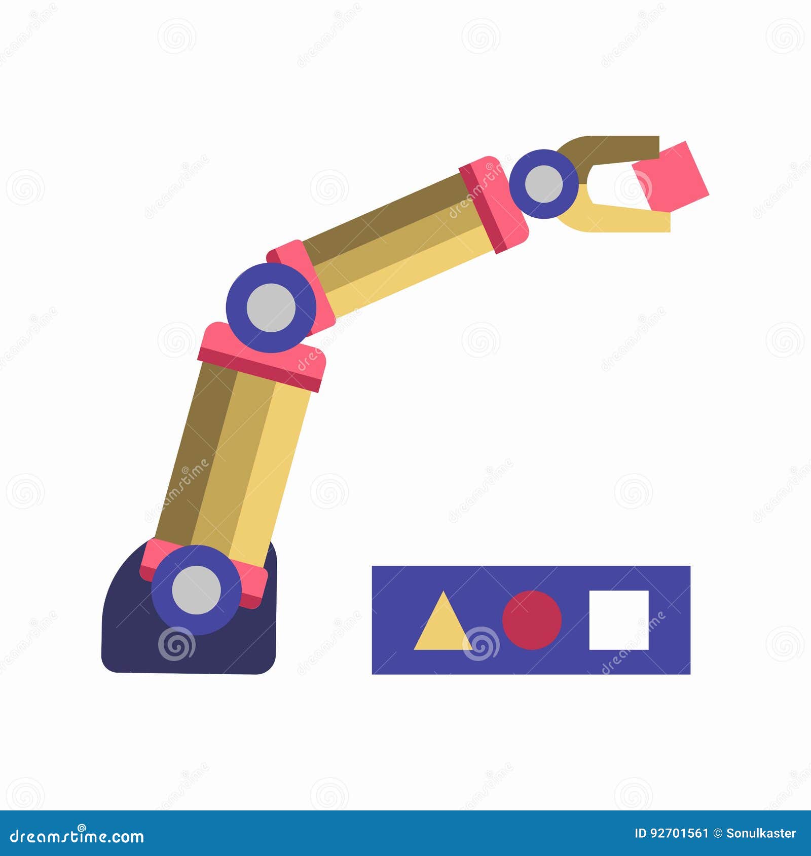 Robotic arm solving puzzle stock vector. Illustration of automated ...