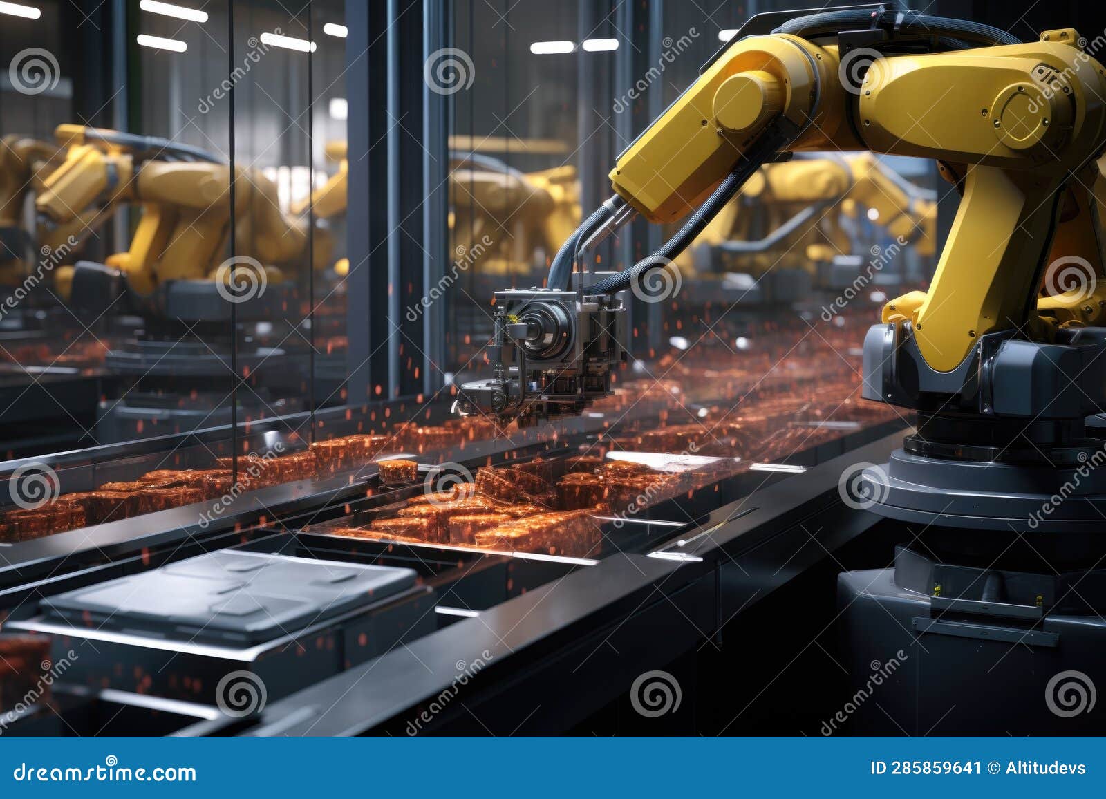 Robotic Arm Sorting Packages on Automated Line Stock Illustration ... Robotic Arm Sorting Packages on Automated Line Stock Illustration ...