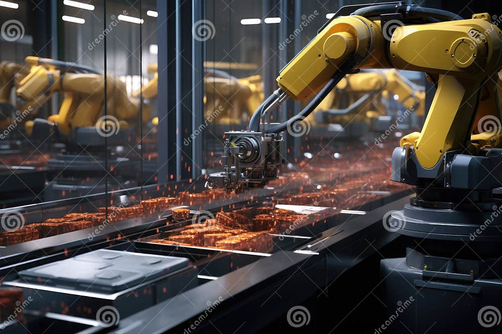 Robotic Arm Sorting Packages on Automated Line Stock Image - Image of ...