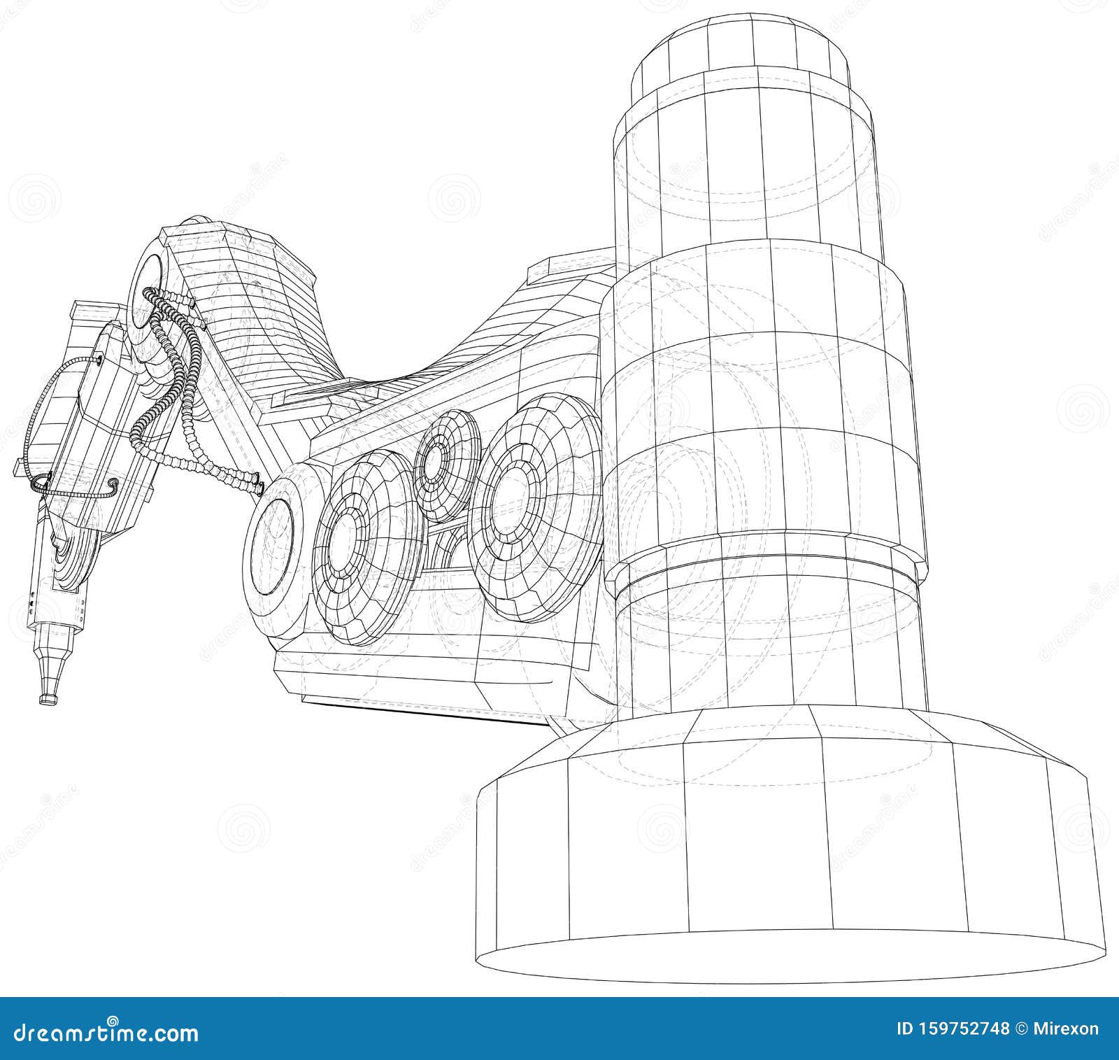 Robotic Arm. Technical Wire-frame. Vector Rendering of 3d Stock Vector ...