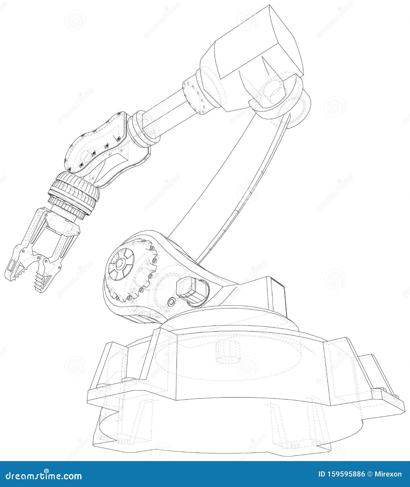 Robotic Arm. Technical Wire-frame. Vector Rendering of 3d Stock Vector ...