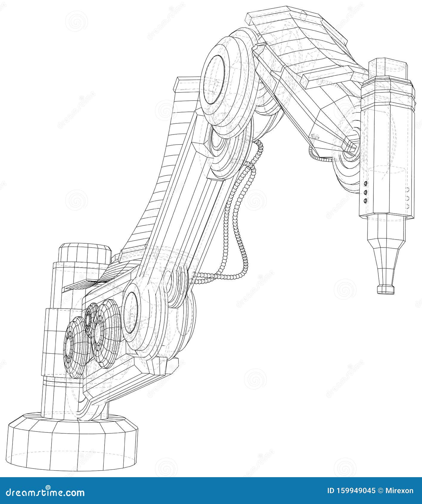 Robotic Arm. Technical Wire-frame. Vector Rendering of 3d Stock Vector ...