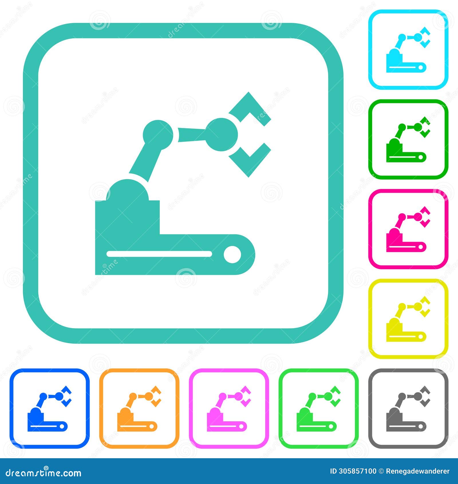 Robotic Arm Vivid Colored Flat Icons Stock Illustration - Illustration ...