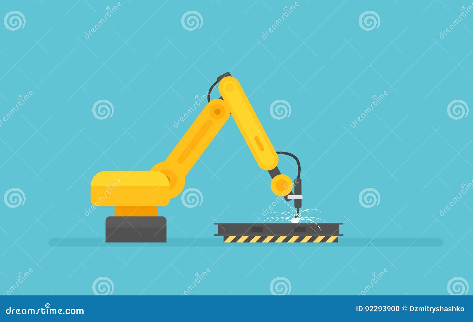 Robotic arm welding stock vector. Illustration of closeup - 92293900