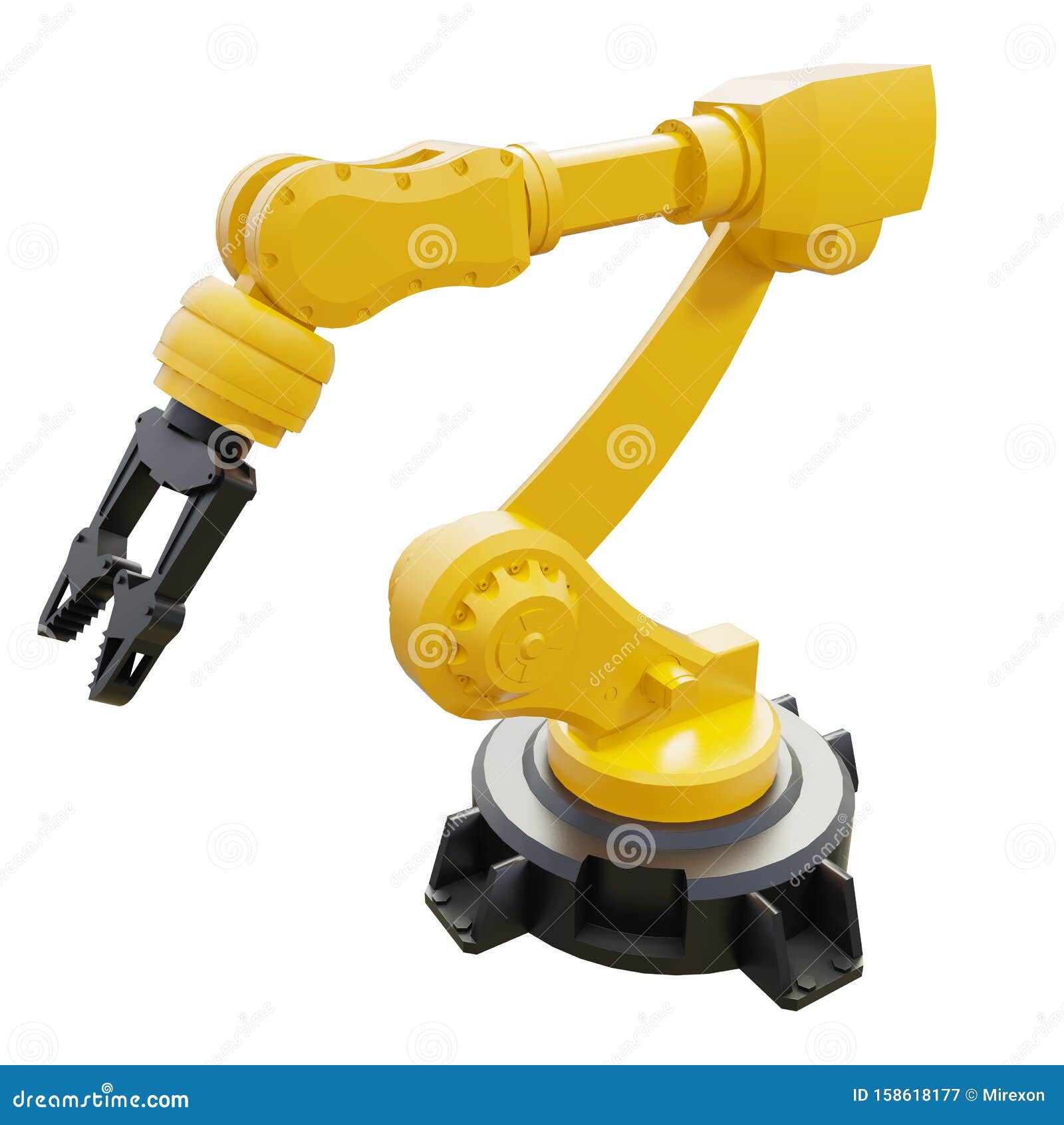 Robotic Arm on White Background. 3d Rendering Stock Illustration ...