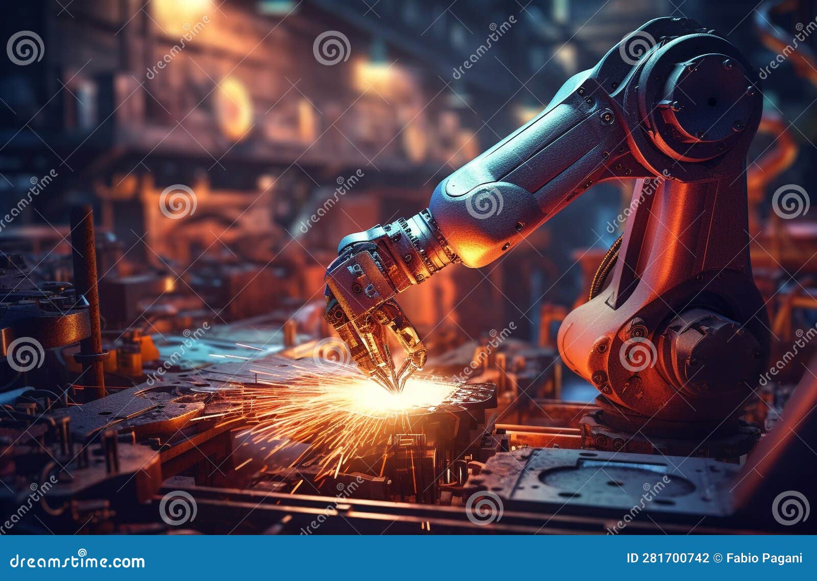 Robotic Arm In Action On A High-tech Agriculture Farm. Concept ...