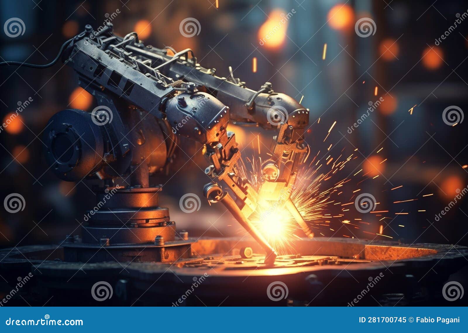 Robotic Arm In Action On A High-tech Agriculture Farm. Concept ...