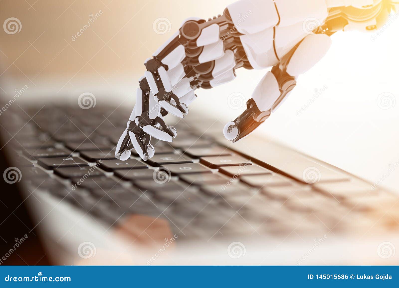 Robotic Arm Working with Notebook. Conceptual Technology Design. Stock ...