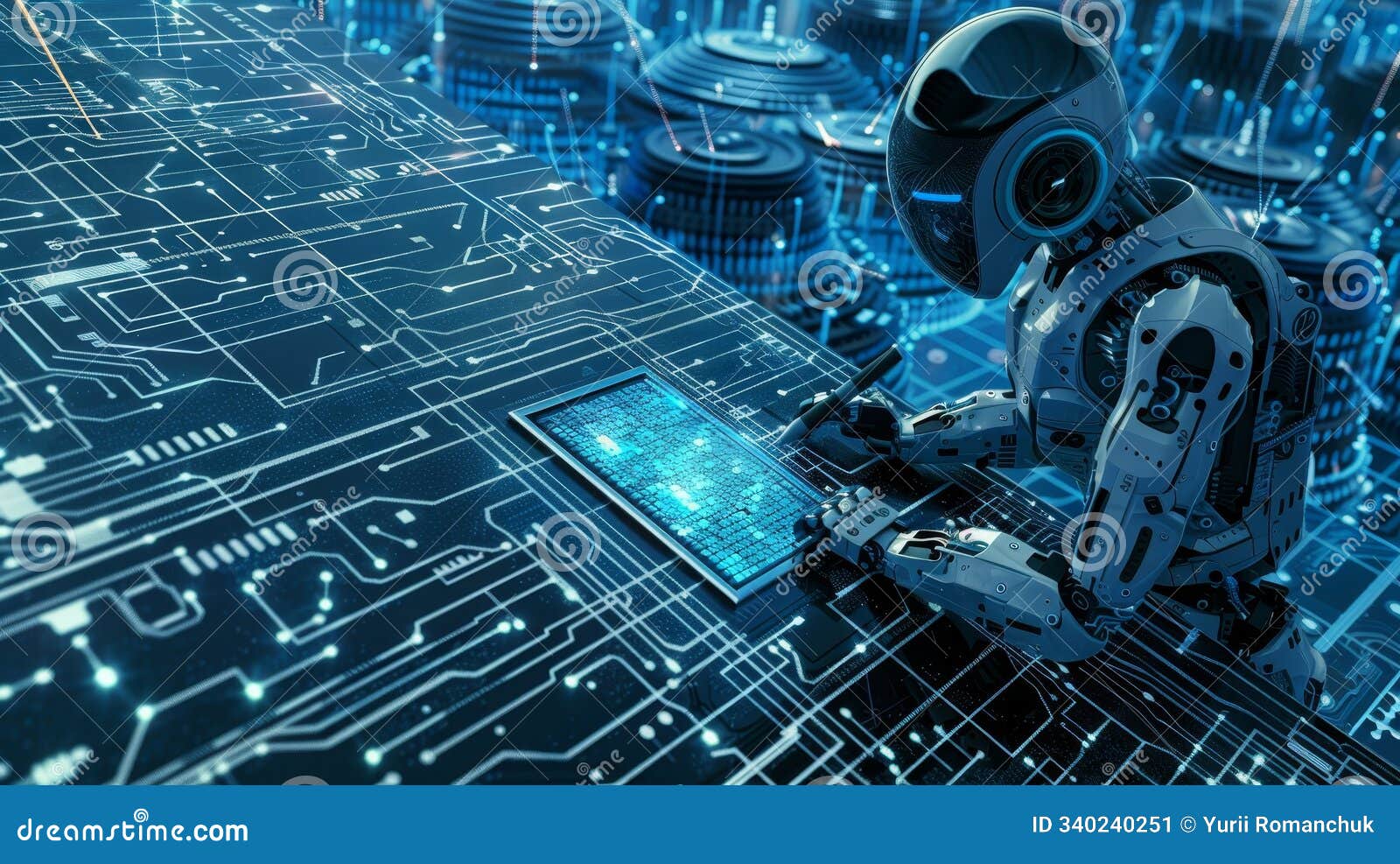 A Robotic Arm Writing on a Chip Surface Amidst Modern Microelectronics ...