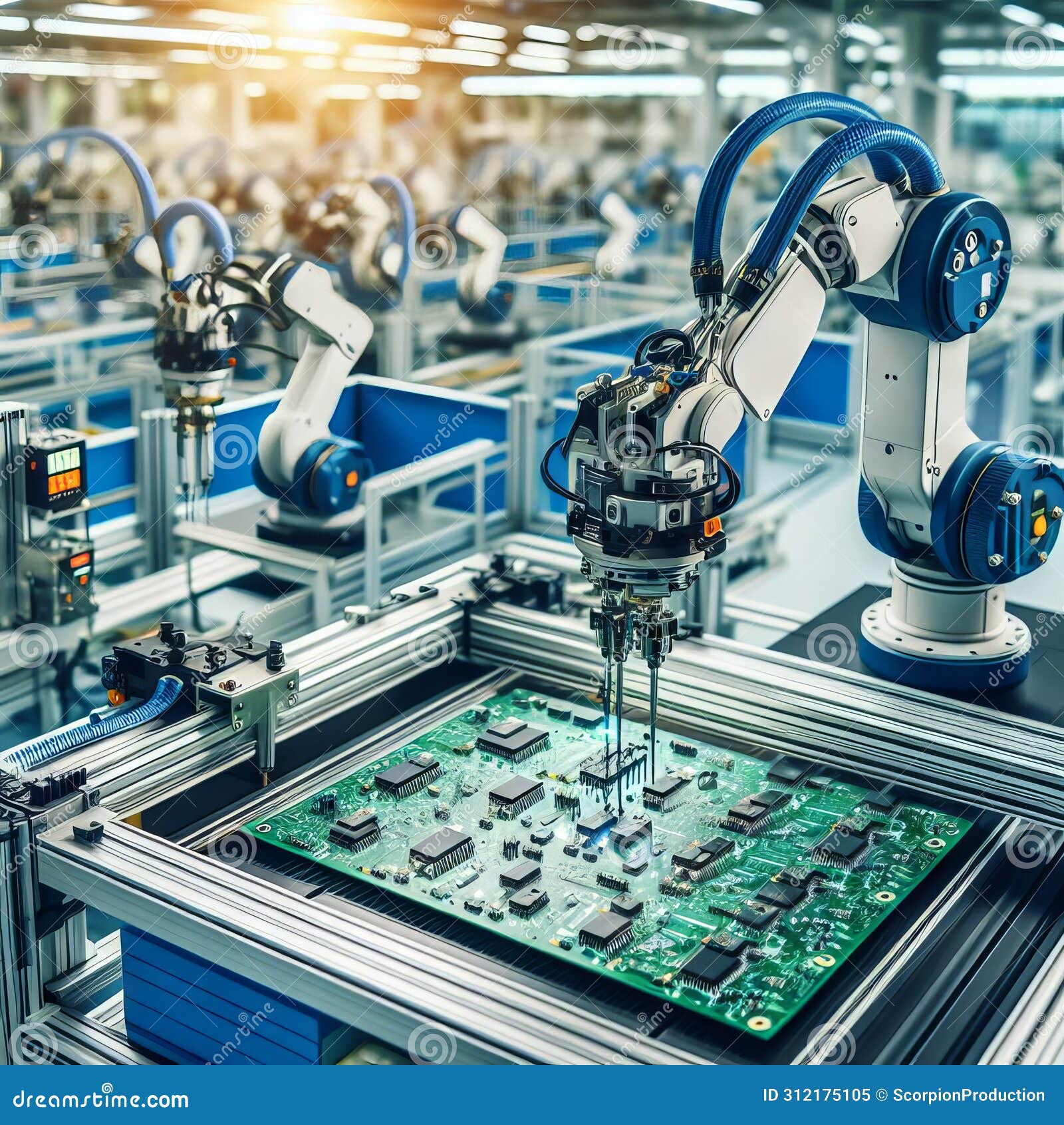 Robotic Arms Assembling Circuit Boards Stock Image - Image of ...
