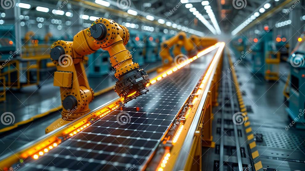 Robotic Arms Assembling Solar Panels on Production Line. Generative Ai ... Robotic Arms Assembling Solar Panels on Production Line. Generative Ai ...