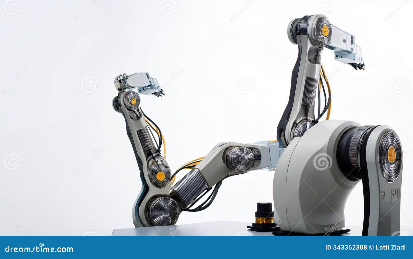 Robotic Arms with Cables on Empty White Background Stock Illustration ...