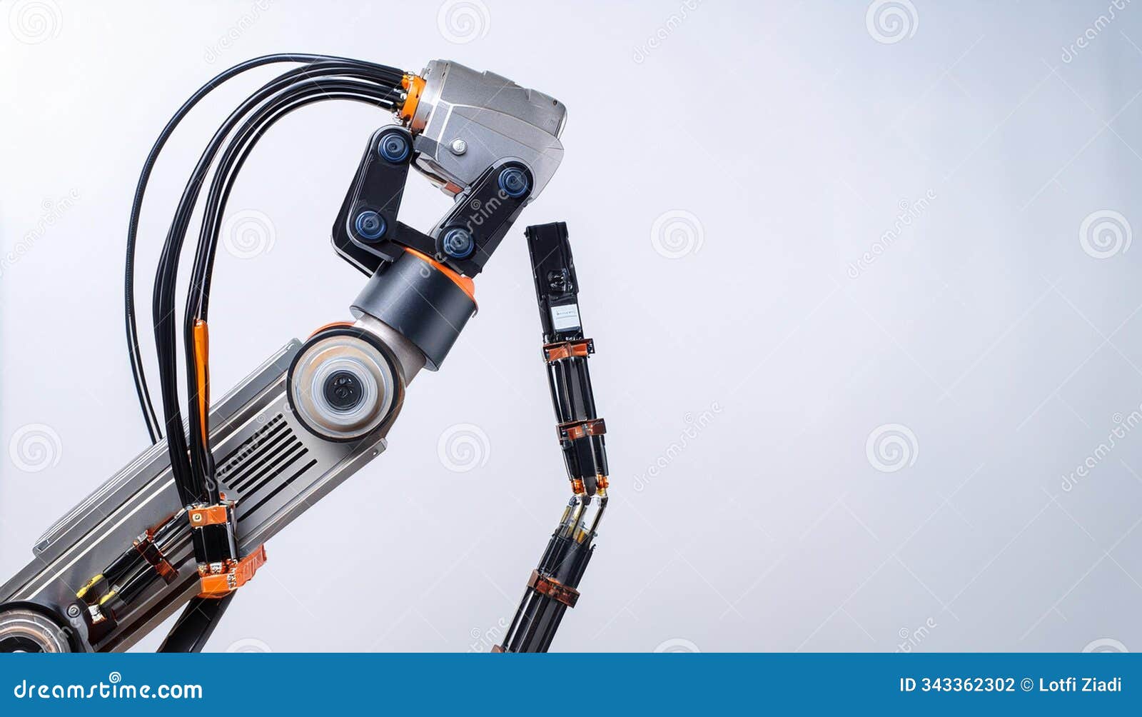 Robotic Arms with Cables on Empty White Background Stock Illustration ...