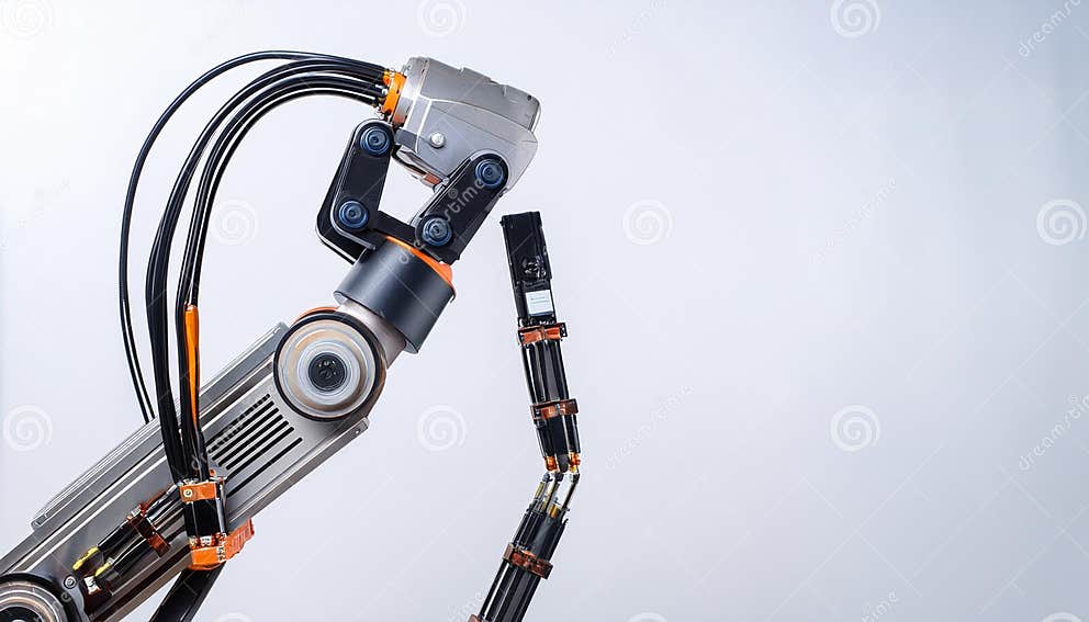 Robotic Arms with Cables on Empty White Background Stock Illustration ...
