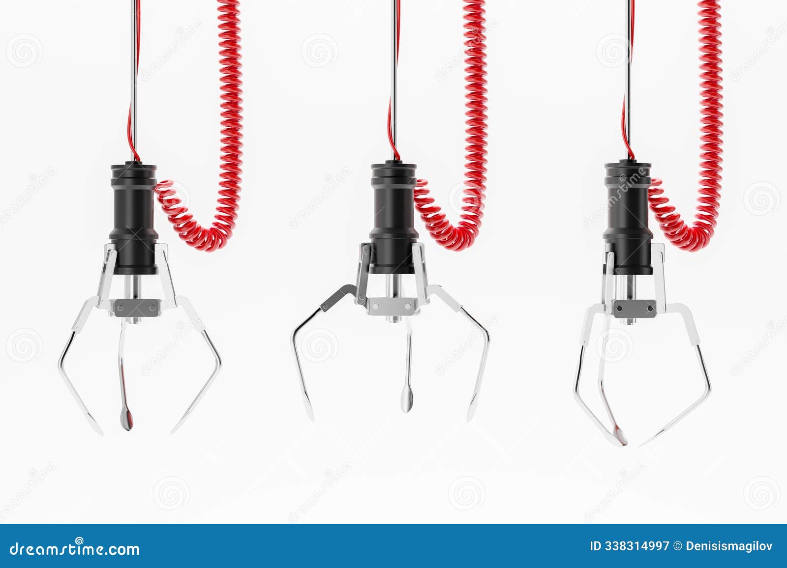 Robotic Arms with Cables on Empty White Background Stock Illustration ...