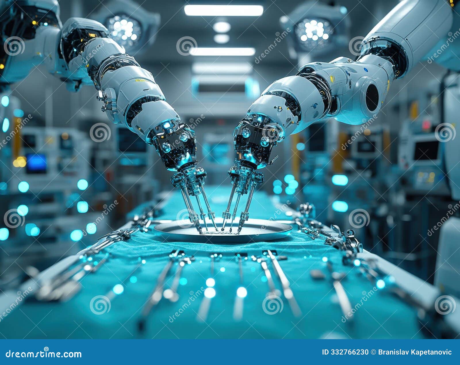 Close-up of Robotic Surgical Arms Conducting a Delicate Procedure on a ...