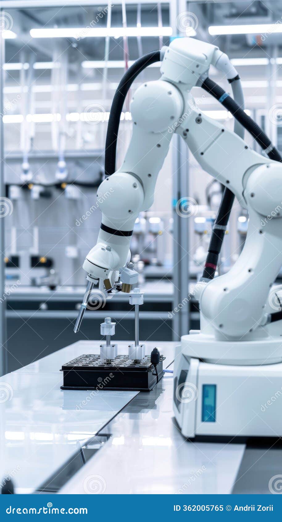 Cutting-Edge Biotech Lab: Robotic Arms Assembling Neural Implants for Precision Engineering ...