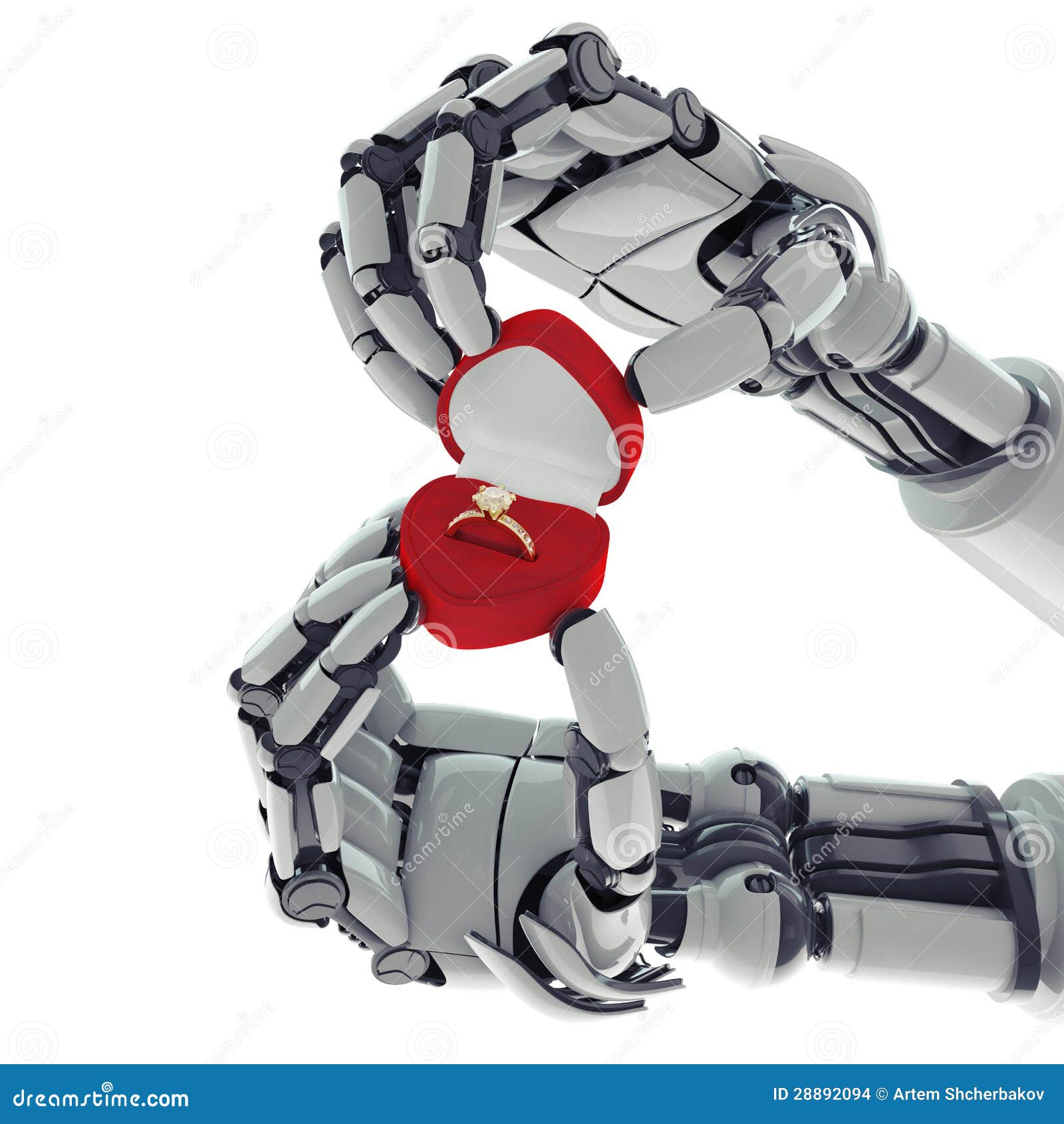 Robotic arms with ring box stock illustration. Illustration of gesture ...