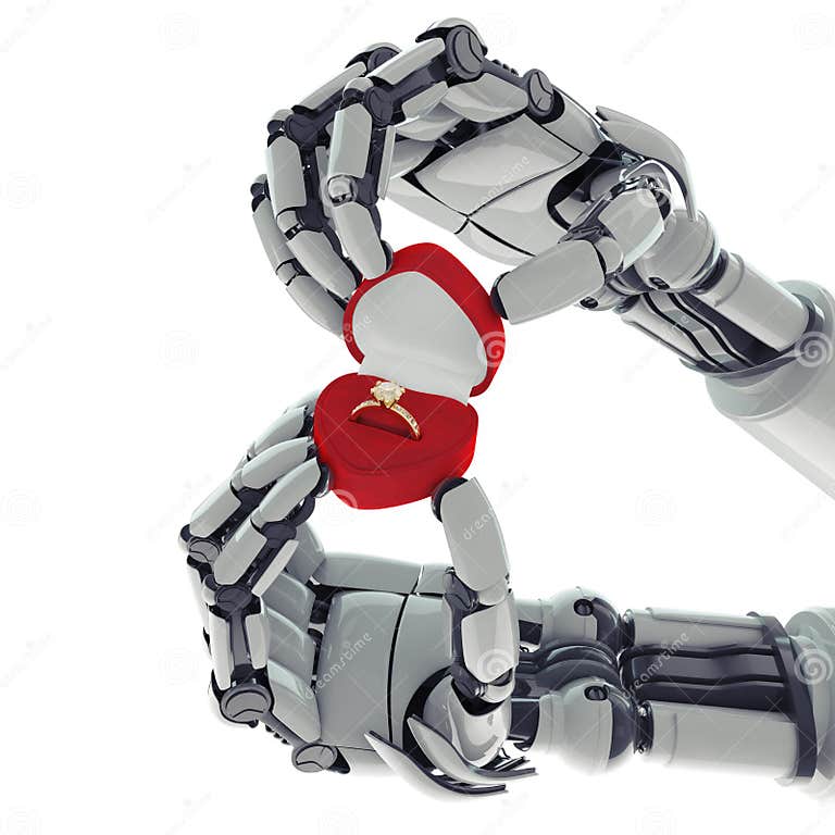 Robotic arms with ring box stock illustration. Illustration of gesture ...
