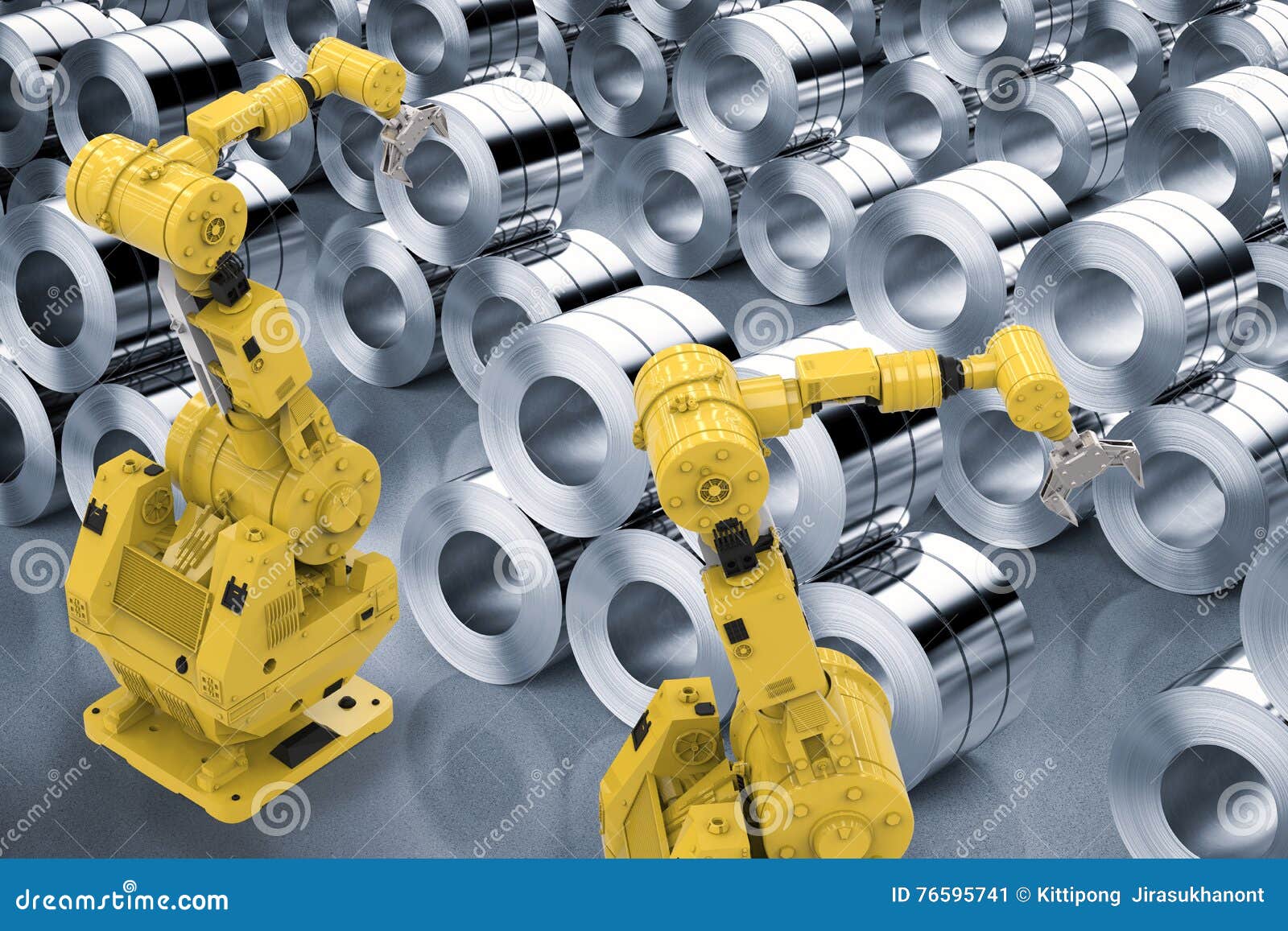 Robotic Arms with Roll of Steel Sheets Stock Image - Image of ironworks ...