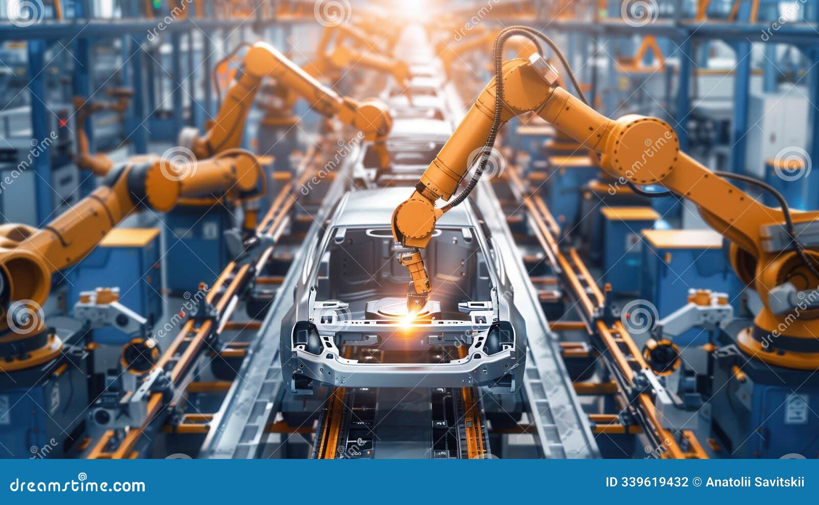 Robotic Arms Work Precisely To Construct Vehicles on a Streamlined ...