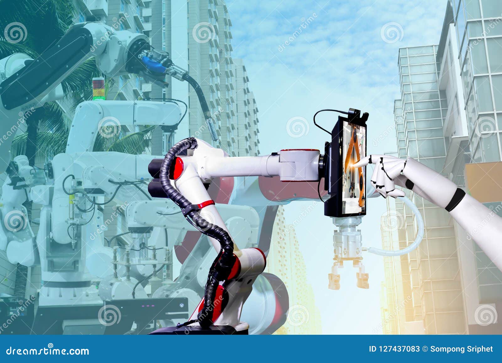 Robotic Artificial Automated Manufacturing Smart Robot Touch Screen ...