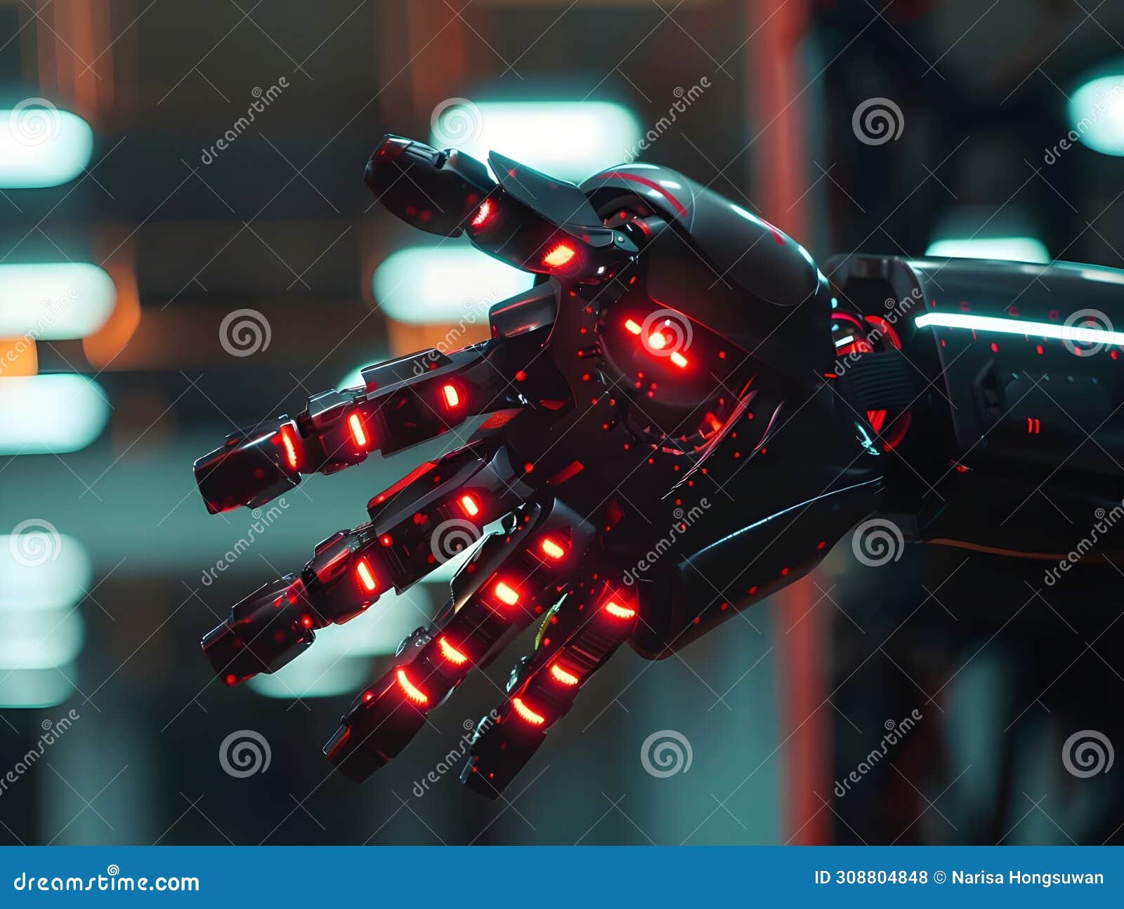 Robotic Artificial Intelligence Android Hand on Dark Background Stock ...