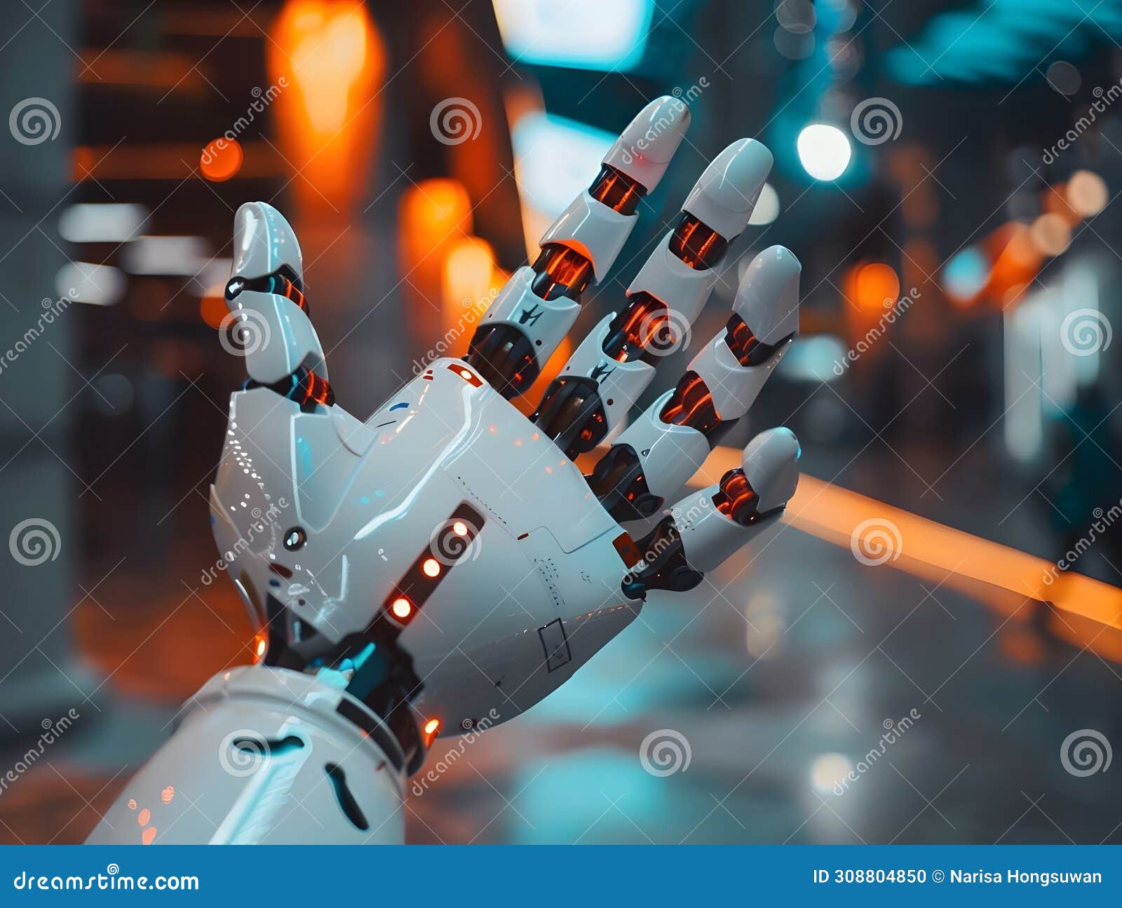 Robotic Artificial Intelligence Android Hand on Dark Background Stock ...