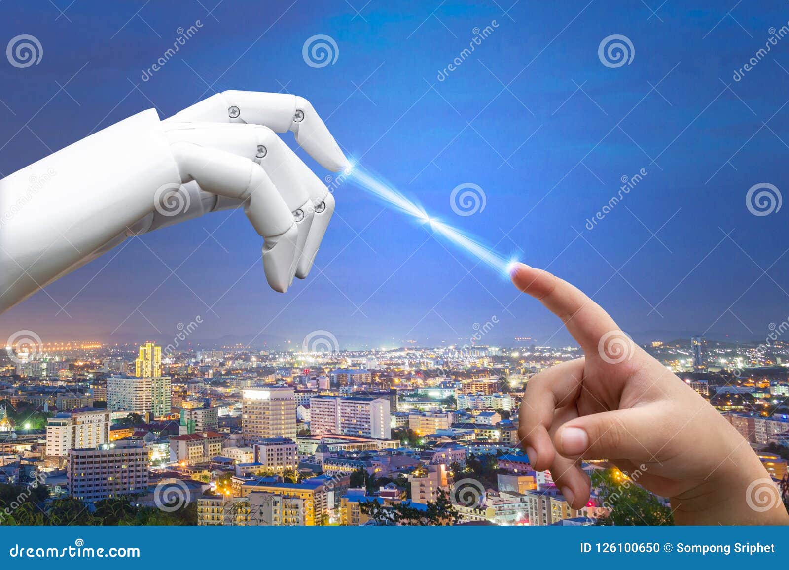 Robotic Artificial Intelligence Future Transition Child Human Hand ...