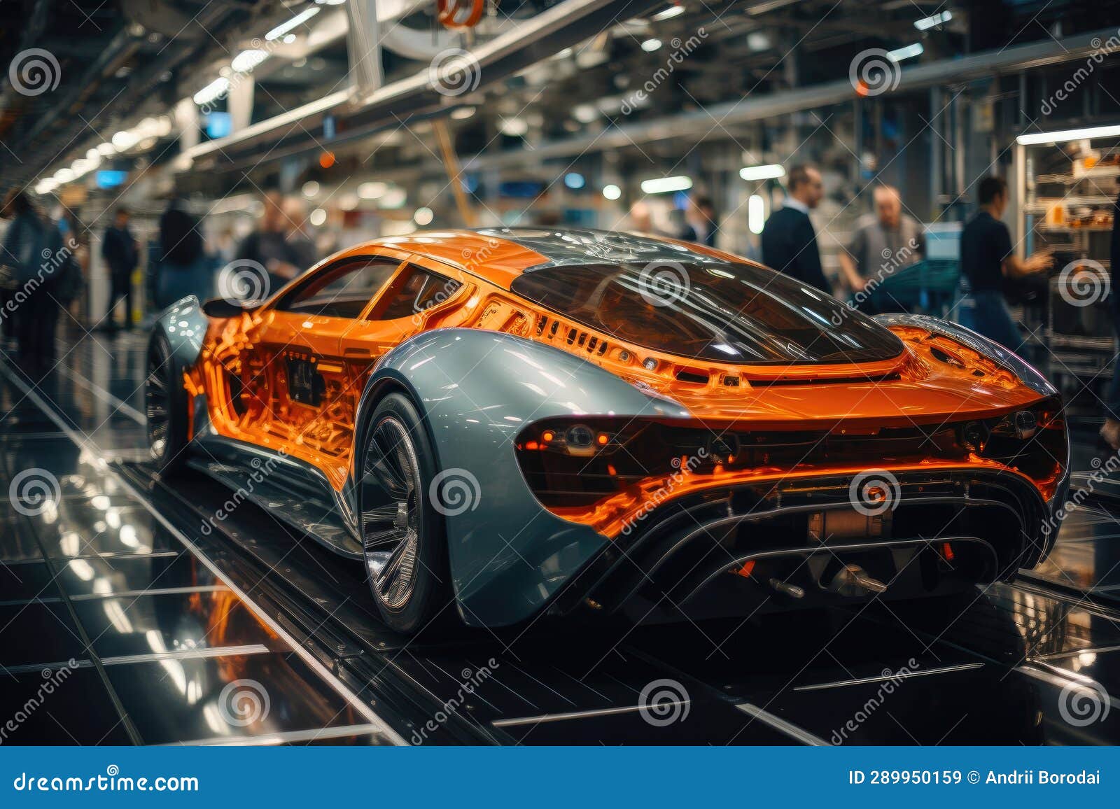 Robotic Assembly Line for Futuristic Cars. Stock Illustration ... Robotic Assembly Line for Futuristic Cars. Stock Illustration ...