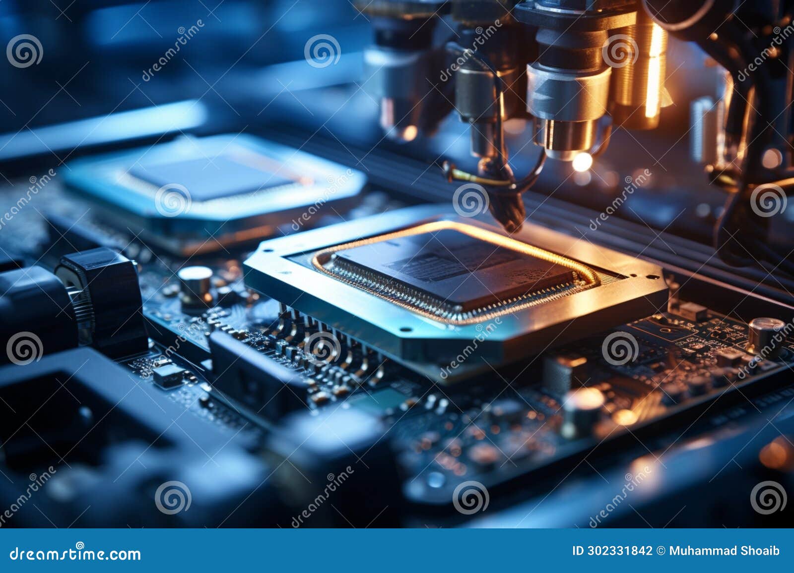 Robotic Assembly Microelectronics Chip Factory, Machine, Robot ...