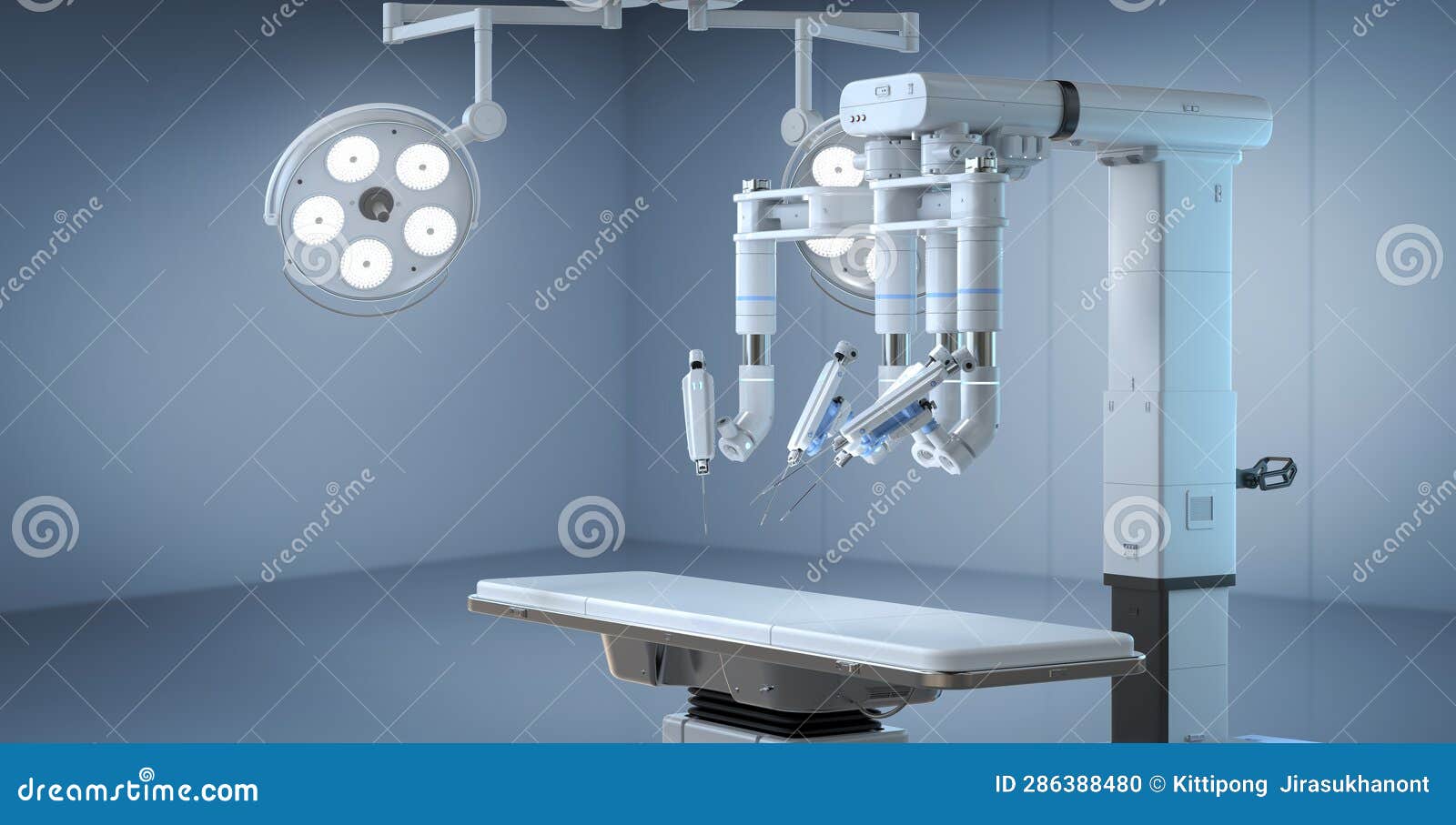 Robotic Assisted Surgery Machine in Operating Room Stock Illustration ...